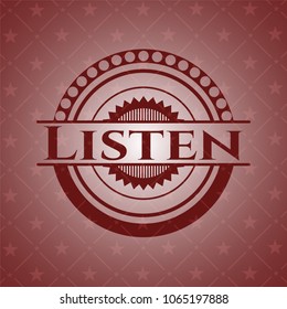 Listen Badge Red Background Stock Vector (Royalty Free) 1065197888 ...