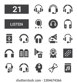 Listen Icon Set Collection 21 Filled Stock Vector (Royalty Free ...
