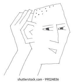 Listening Person Schematic Drawing Vector Illustration Stock Vector ...