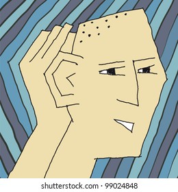 Listening Person Schematic Drawing Vector Illustration Stock Vector ...