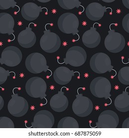Lit Bomb Vector Seamless Pattern Flat Stock Vector (Royalty Free ...