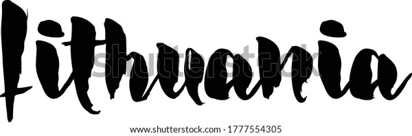 Lithuania Country Name Handwritten Calligraphy Black Stock Vector ...