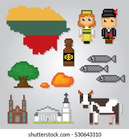 Lithuania Icon Set Pixel Art Old Stock Vector (Royalty Free) 530643310 ...