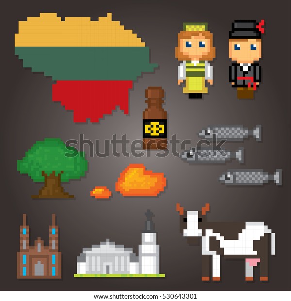 Lithuania Icon Set Pixel Art Old Stock Vector (Royalty Free) 530643301 ...