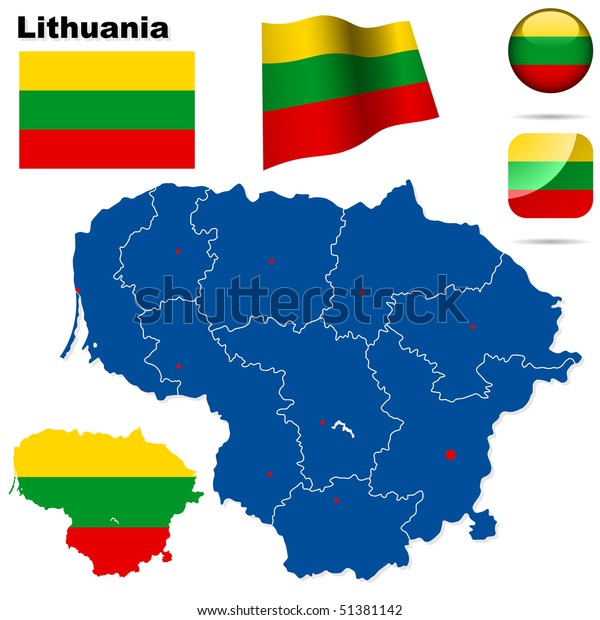 Lithuania Vector Set Detailed Country Shape Stock Vector (Royalty Free ...