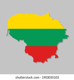Lithuanian Flag On Map High Detailed Stock Vector (Royalty Free ...