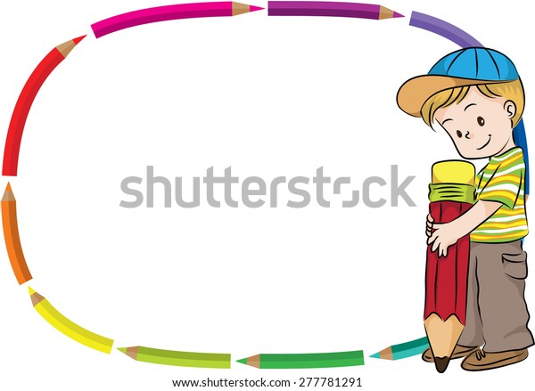 Litter Boy Color Pencil Border Stock Vector (Royalty Free) 277781291