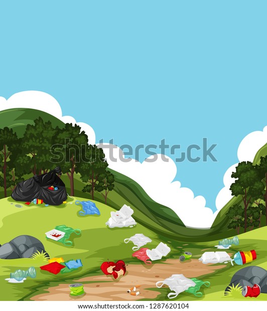 Litter Nature Landscape Illustration Stock Vector (Royalty Free ...