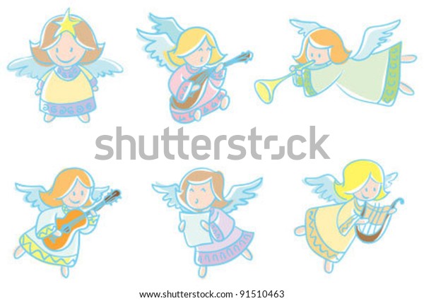 Little Angels Vector Illustration Without Gradient Stock Vector ...