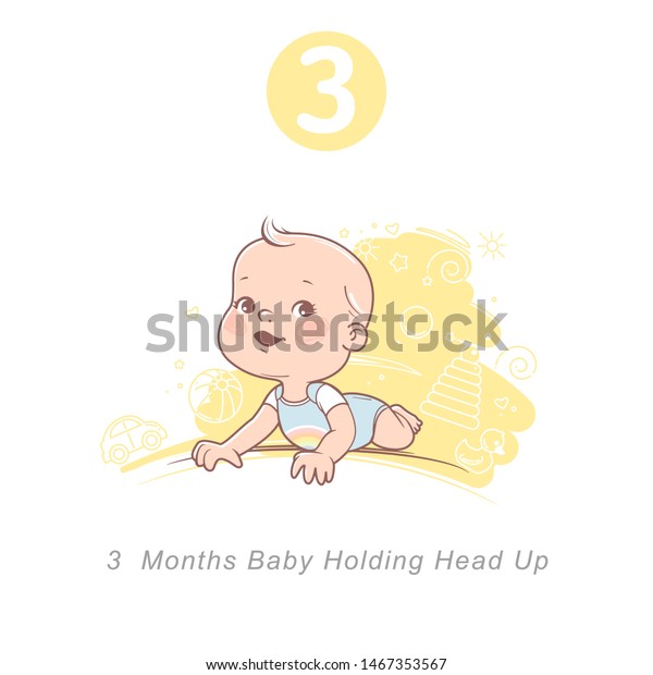 Petit bébé de 3 mois. Stades : image vectorielle de stock (libre de ...