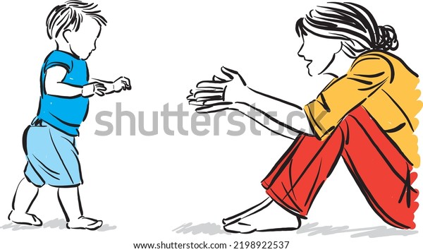 Little Baby First Steps Mom Son Stock Vector (Royalty Free) 2198922537 ... Little Baby First Steps Mom Son Stock Vector (Royalty Free) 2198922537 ...
