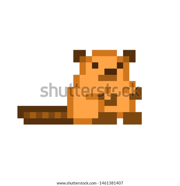 Little Beaver Sitting Pixel Art Character 스톡 벡터(로열티 프리) 1461381407 ...
