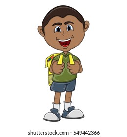 Little Boy Backpack Cartoon Vector Illustration Stock Vector (Royalty ...