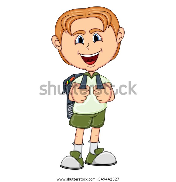 Little Boy Backpack Cartoon Vector Illustration Stock Vector (Royalty ...