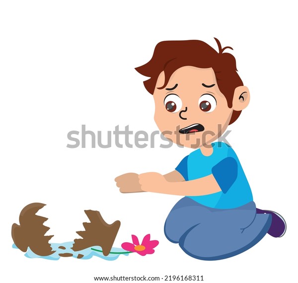 Little Boy Break Flower Pot Clumsy Stock Vector (Royalty Free ...