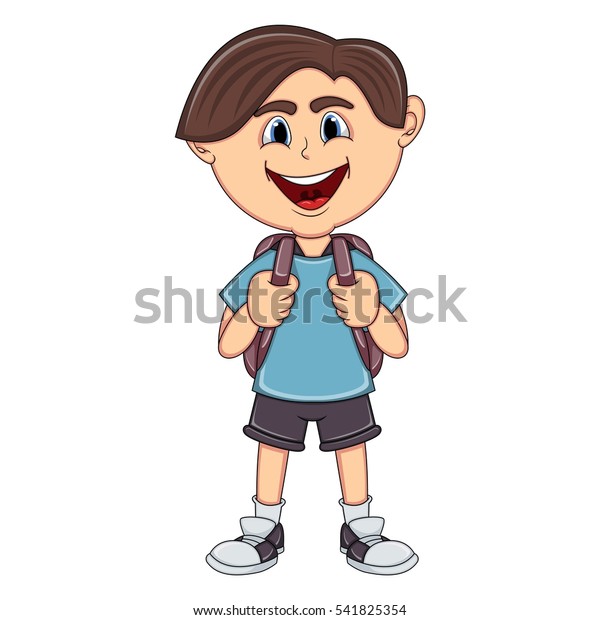 Little Boy Carrying Backpack Cartoon Vector Stock Vector (Royalty Free ...