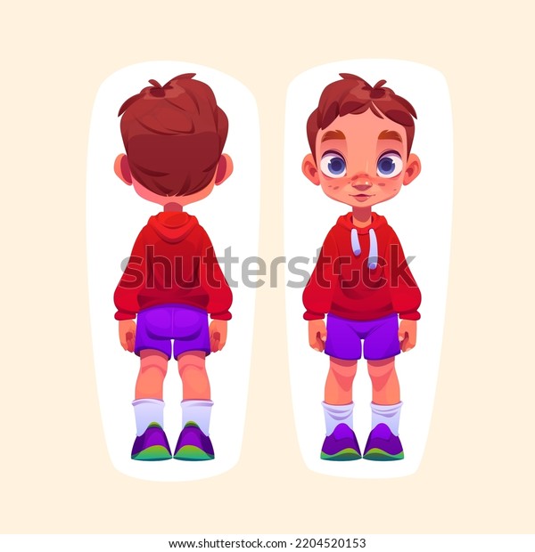 Little Boy Cartoon Character Front Rear Stock Vector (Royalty Free ...