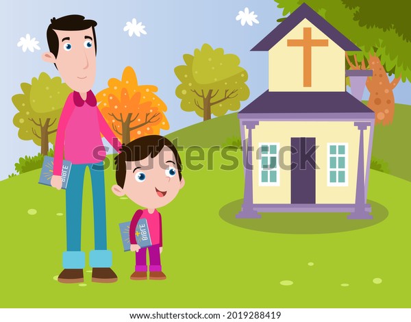 Little Boy Cartoon Character His Father Stock Vector (Royalty Free ...