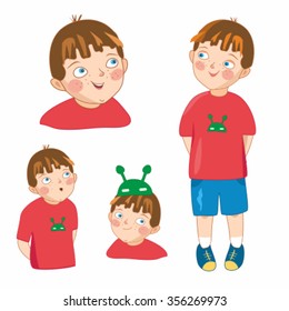 Little Boy Different Poses Face Stock Vector (Royalty Free) 356269973