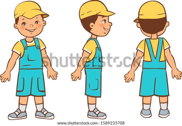 Little Boy Face Profile Back View: vetor stock (livre de direitos ...