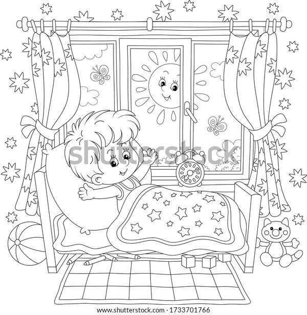 5 Outline Of A Child Getting Up From Sleep Images, Stock Photos ...