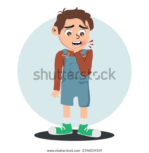 Little Boy Hand On Face Feeling Stock Vector (Royalty Free) 2196019359 ...