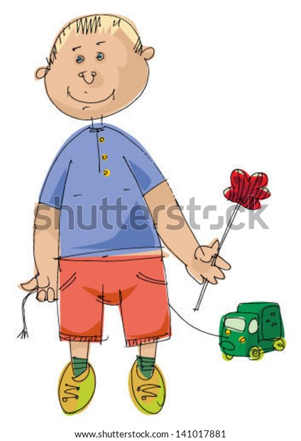 Little Boy Lorry Cartoon Stock Vector (Royalty Free) 141017881 ...