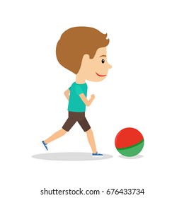 Little Boy Running Ball Isolated On Stock Vector (Royalty Free ...