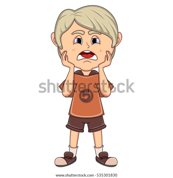 Little Boy Sad Cartoon Vector Illustration Stock Vector (Royalty Free ...