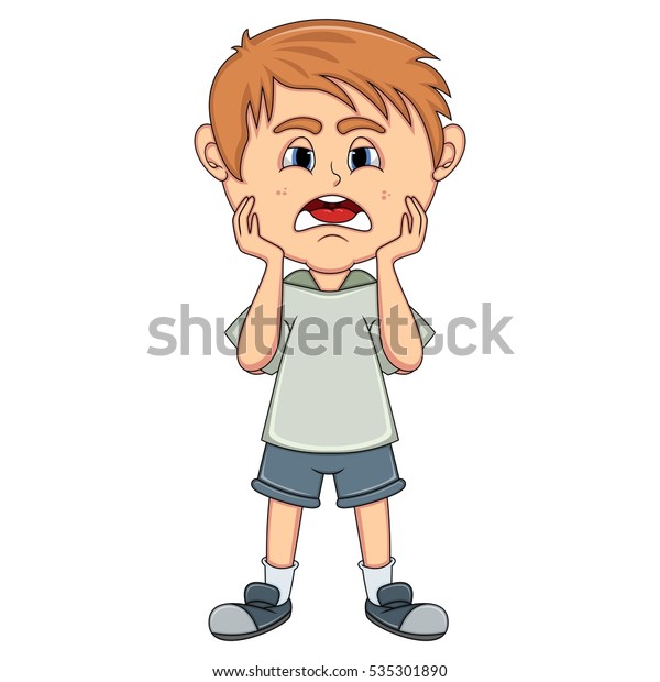 Little Boy Sad Cartoon Vector Illustration Stock Vector (Royalty Free ...