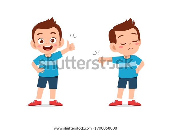 Little Boy Show Hand Gesture Thumb Stock Vector (Royalty Free) 1900058008