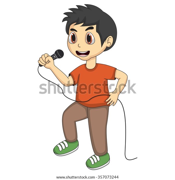 Little Boy Singing Cartoon Vector Illustration: เวกเตอร์สต็อก (ปลอดค่า ...
