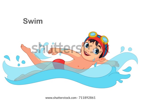 Little Boy Swimming Vector Illustration Stock Vector (Royalty Free ...
