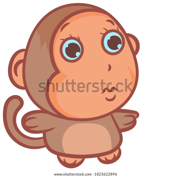 Little Brown Monkey Cartoon Character Scene Stock Vector (Royalty Free ...