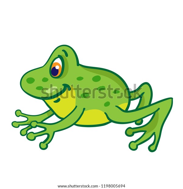 Little Cartoon Frog Jumping Isolated On Stock Vector (Royalty Free ...