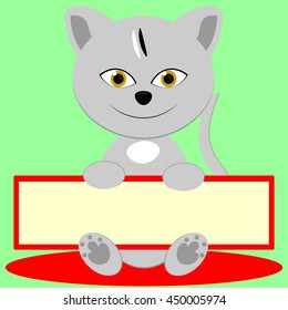 Little Cat Holding Banner Stock Vector (Royalty Free) 450005974 ...