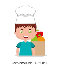 Vektor Stok Little Chef Kids Menu Vector Illustration (Tanpa Royalti ...