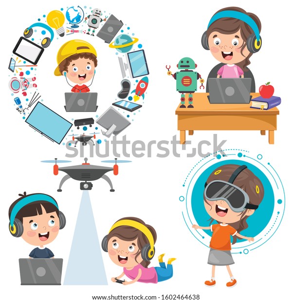 Little Children Using Technology Devices