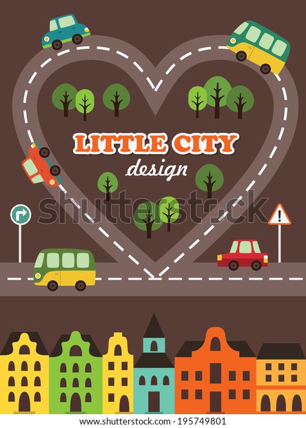 Little City Card Design Vector Illustration Stock Vector (Royalty Free ...