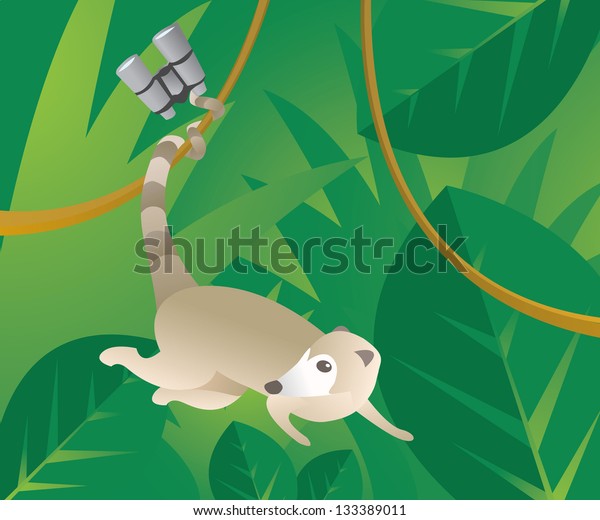 Little Coati Stole Some Binoculars Stock Vector (Royalty Free ...