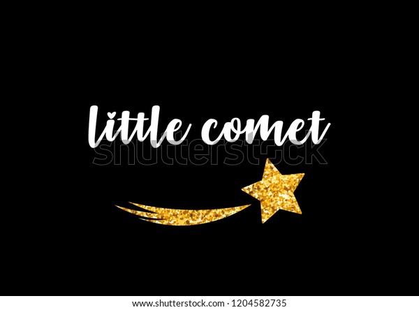 Little Comet Text Golden Glitter Star Stock Vector (Royalty Free ...