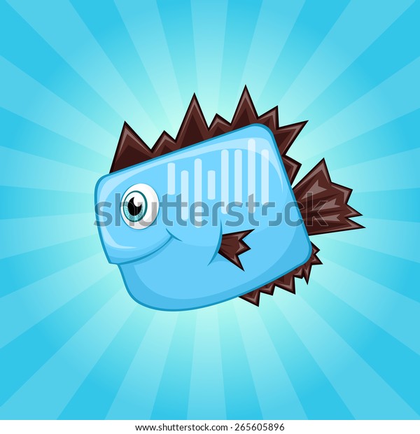 Little Cute Blue Fish Brown Fins Stock Vector (Royalty Free) 265605896 ...