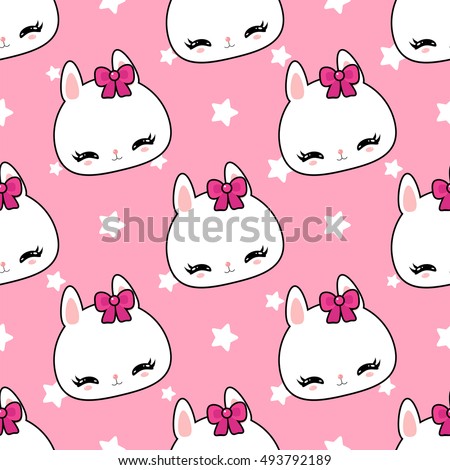 Little Cute Bunny Pattern Childrens Wallpaper Stock Vector (Royalty ...