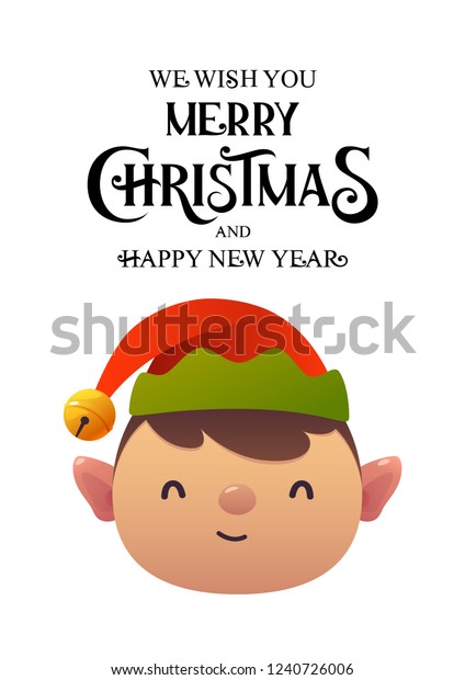 Little Cute Cartoon Elf Head Vector Stock Vector (Royalty Free ...