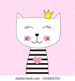 Little Cute Cat Princess Illustration: ilustrações stock 1157052871 ...