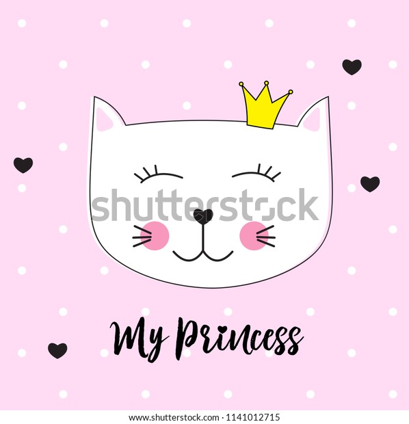 Little Cute Cat Princess Vector Illustration Stock Vector (Royalty Free ...