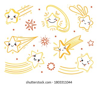 Little Cute Falling Stars Vector Set Stock Vector (Royalty Free ...