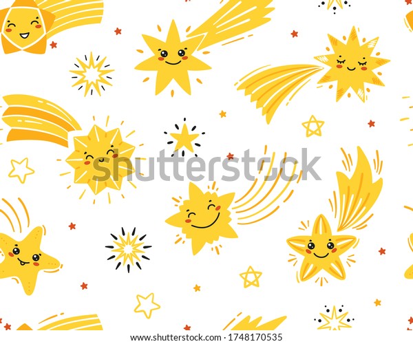 Little Cute Falling Stars Vector Seamless Stock Vector (Royalty Free ...