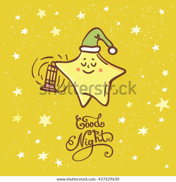 Little Cute Star Good Night Lettering Stock Vector (Royalty Free ...
