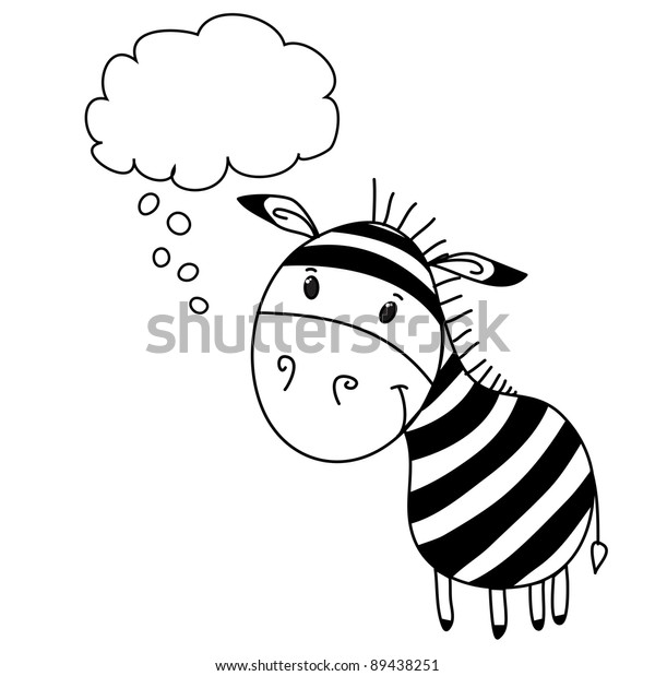 Little Cute Zebra Speech Bubble Cartoon Stock Vector (Royalty Free ...